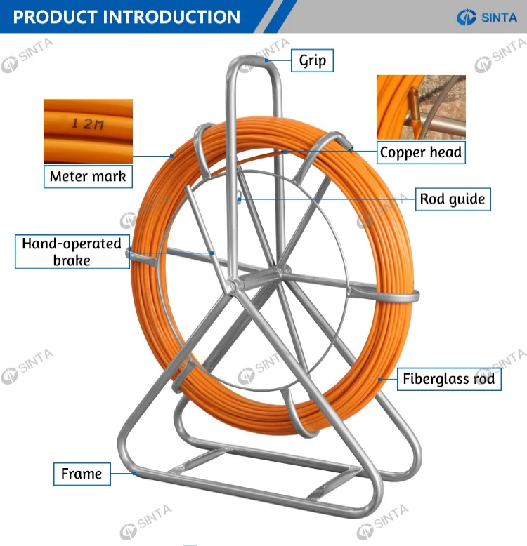 4mm 5mm 6mm Fiberglass Duct Rodder Conduit Snake Rod Push Pull Rodder ...