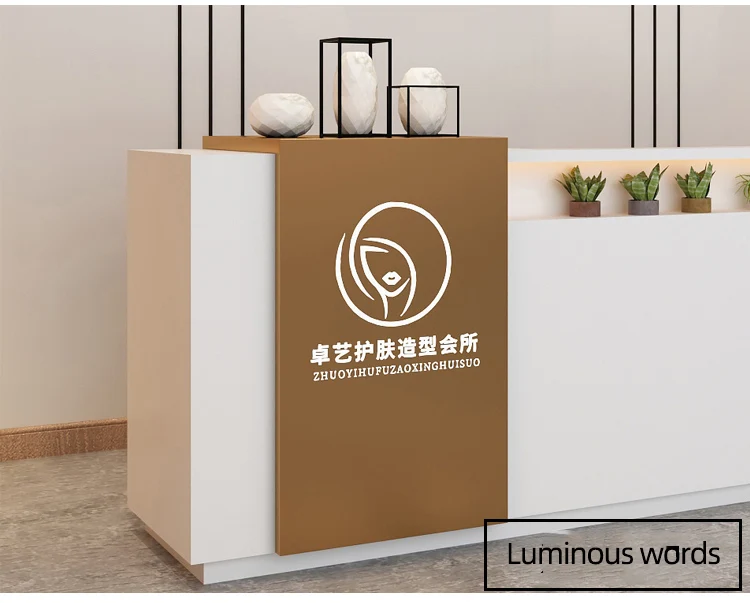 Luxury Modern Salon Counter Reception Desk - White Design
