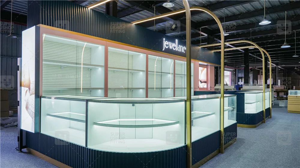 Customized Wooden Mineral Store Showcase Kiosk Design 3D Crystal Mall ...