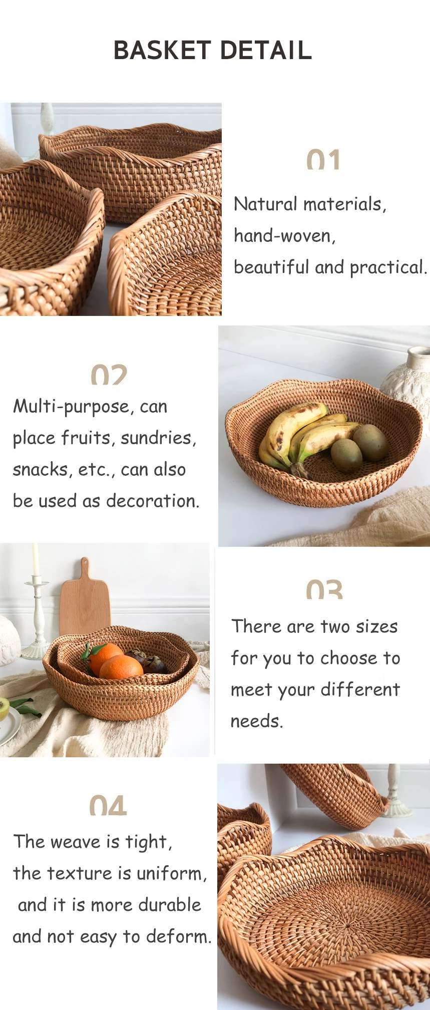 Vietnam Baskets Toy Organizer Natural Rattan Woven Vegetables Or Fruits ...