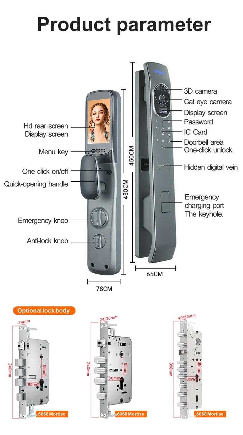 Smartier Face Recognition Finger Vein Home Security Door Lock Automatic Tuya Wifi Smart ...