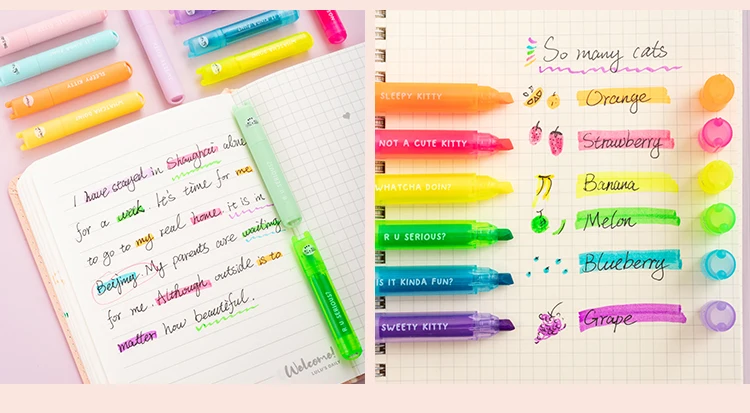 M&G Cute Unique Mini Pastel Highlighter Marker with Kawaii Design