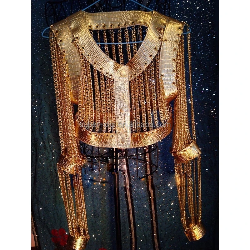 Sexy Gold Chains Costume Outfit Stage Performance Bar Nightclub Show ...