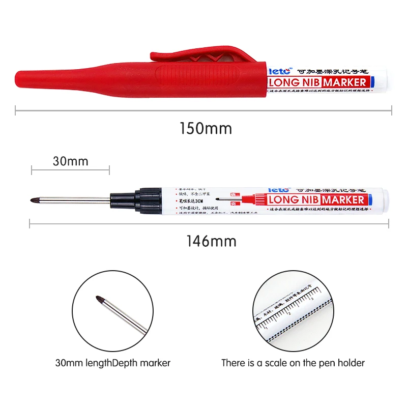 20 30mmdeep Drill Hole Long Nib Marker For Bathroom,Construction ...