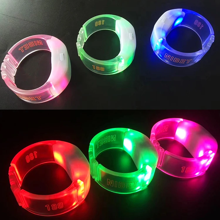 Custom Logo Wireless DMX-controlled LED Light-up Bracelets, 15 Colors, OEM