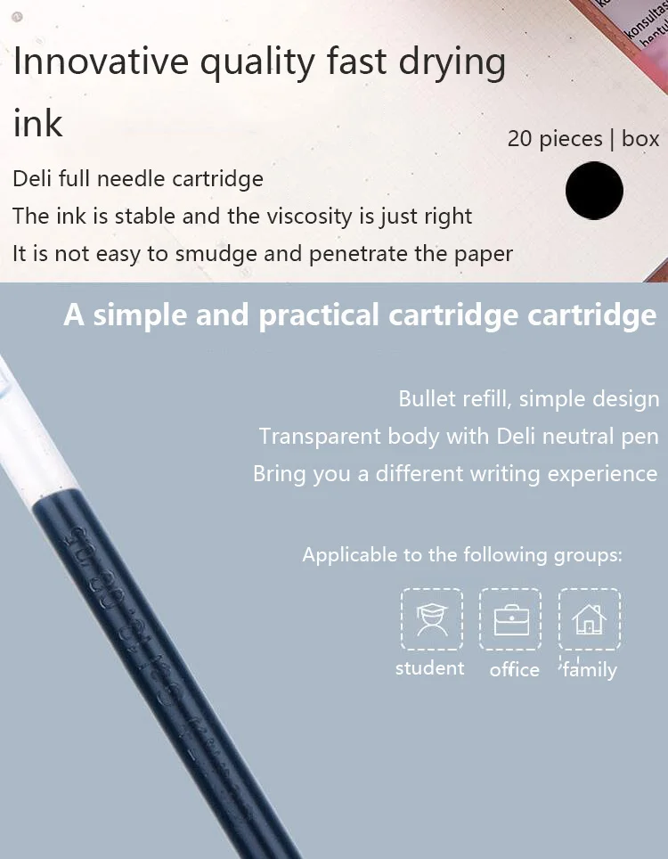 Deli S206 Neutral Pen Core 0.5mm 20 Pieces/box Black Blue Red Color Pen ...