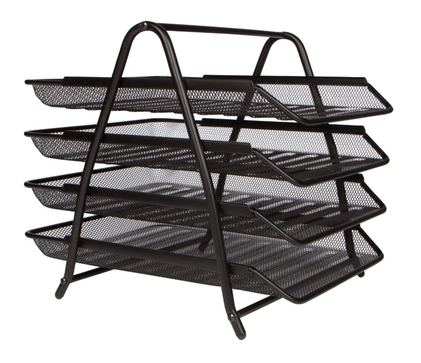4-layer Stackable File Manager Tray Home Office Metal Shelf For Mail ...