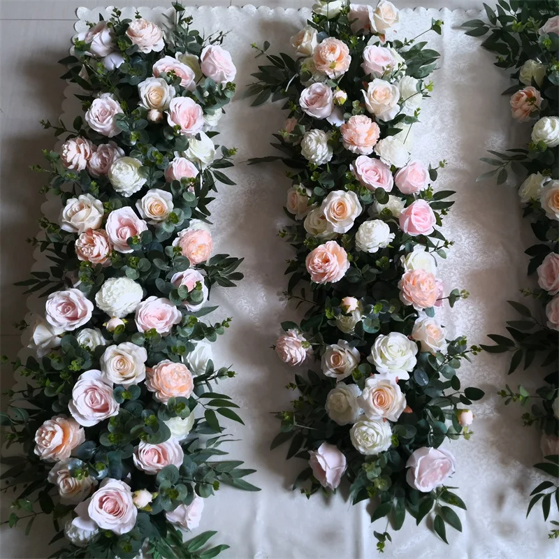 IFG Hot Selling 3D 2m White Roses Floral Runner Artificial Silk Flower ...