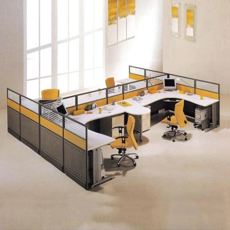 Office Workstation Furniture l Shape 4 Person Office Desk Cubicle ...