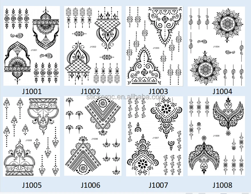 Wholesale Paper Temporary Tattoo Temporary Black Henna Tattoo Sticker ...