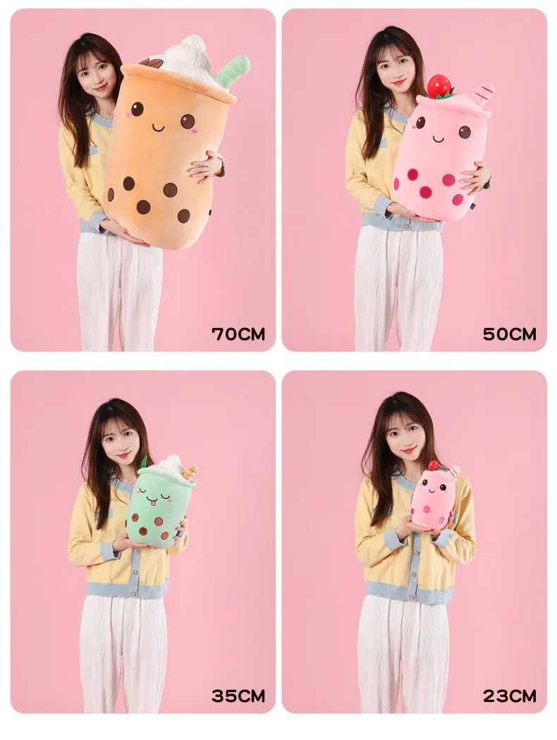 Cute Soft Bubble Boba Milk Tea Cup Shaped Pillow Plush
