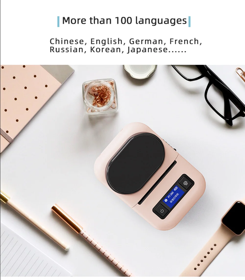 Pt260 Portable Thermal Label Printer For Android Ios With Paper Roll ...