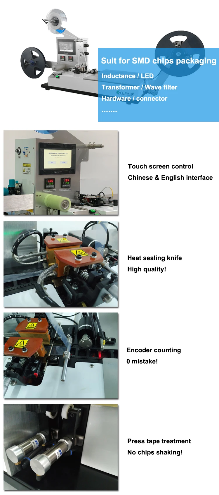 Electronic Component Smd Taping Machine Semi Automatic Tape And Reel ...