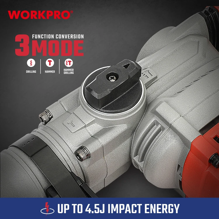 WORKPRO 20V Cordless Brushless Rotary Hammer Drill Heavy Duty Multi ...