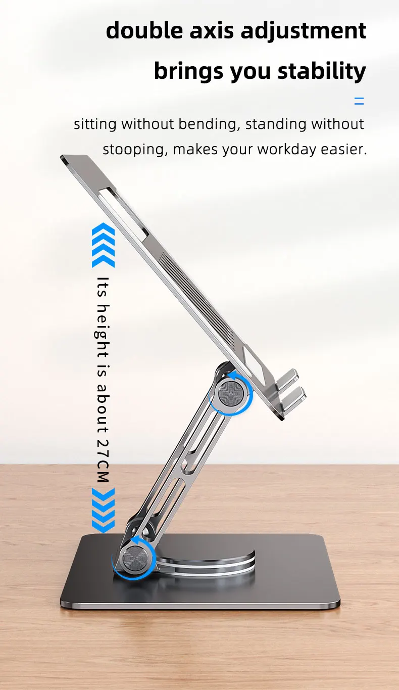 Great Roc Foldable Laptop Stand Adjustable 360 Degree Rotation Laptop ...