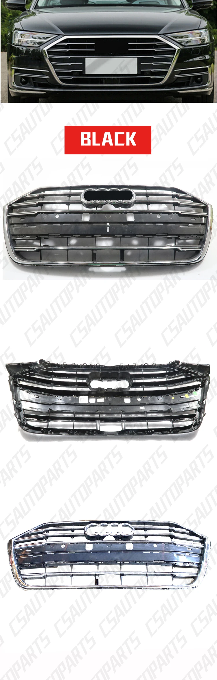Front Bumper Grille For Audi A8 D5 2019-2022 Silver Grille Frame Front ...