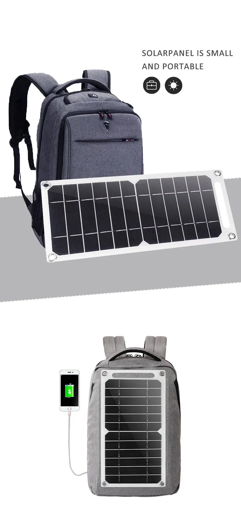 6w Backpack Solar Charger Flexible Portable Mini Solar Panel 6w 5v ...