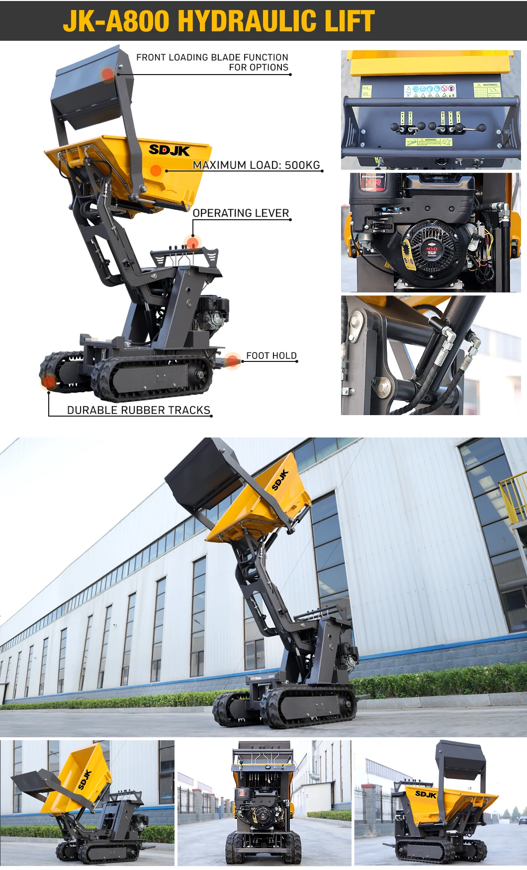 Compact 500kg Mini Dumper Truck - Portable Hydraulic Construction ...
