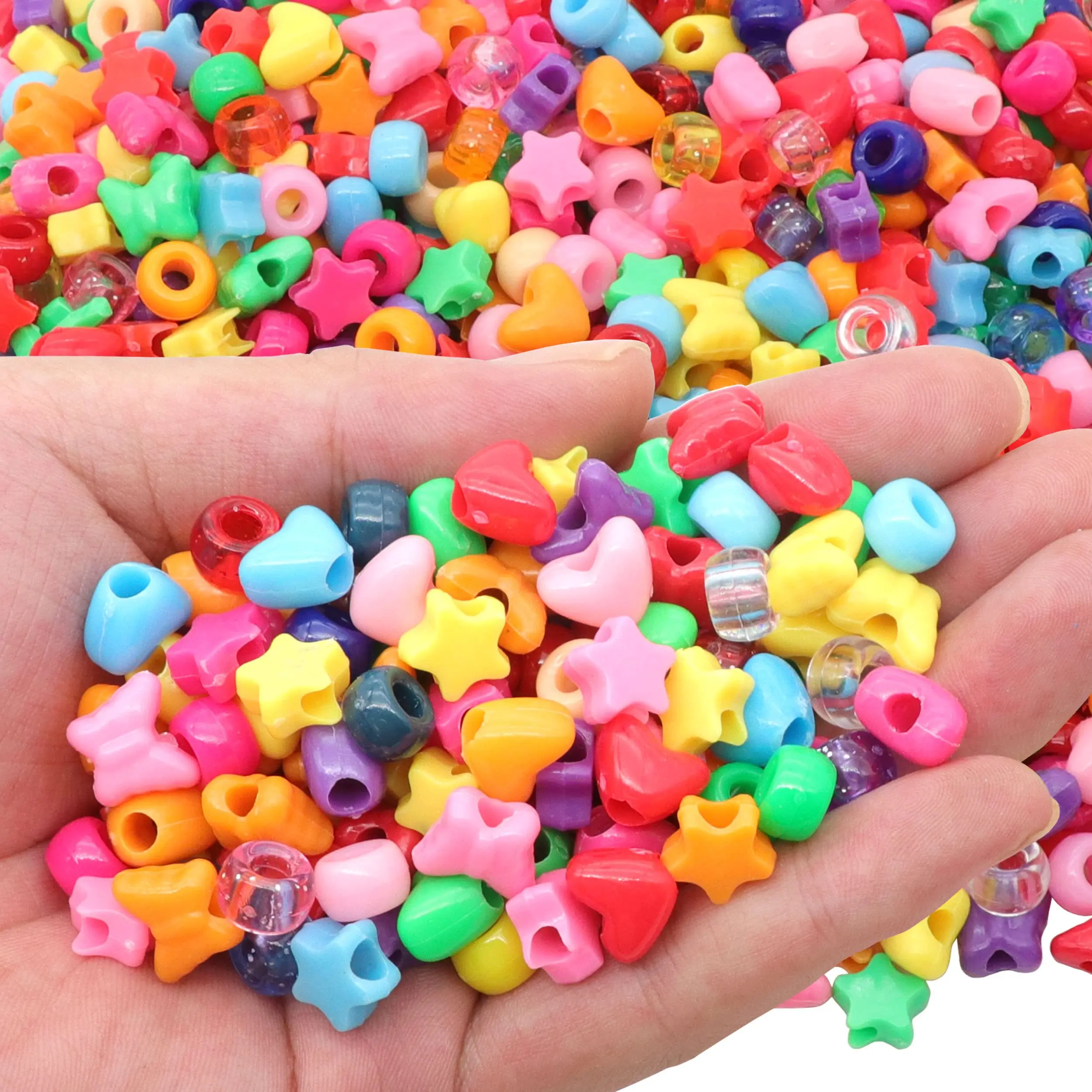 Supply Multi-Colored Plastic Craft Perforated Beads Bulk Rainbow Hair ...