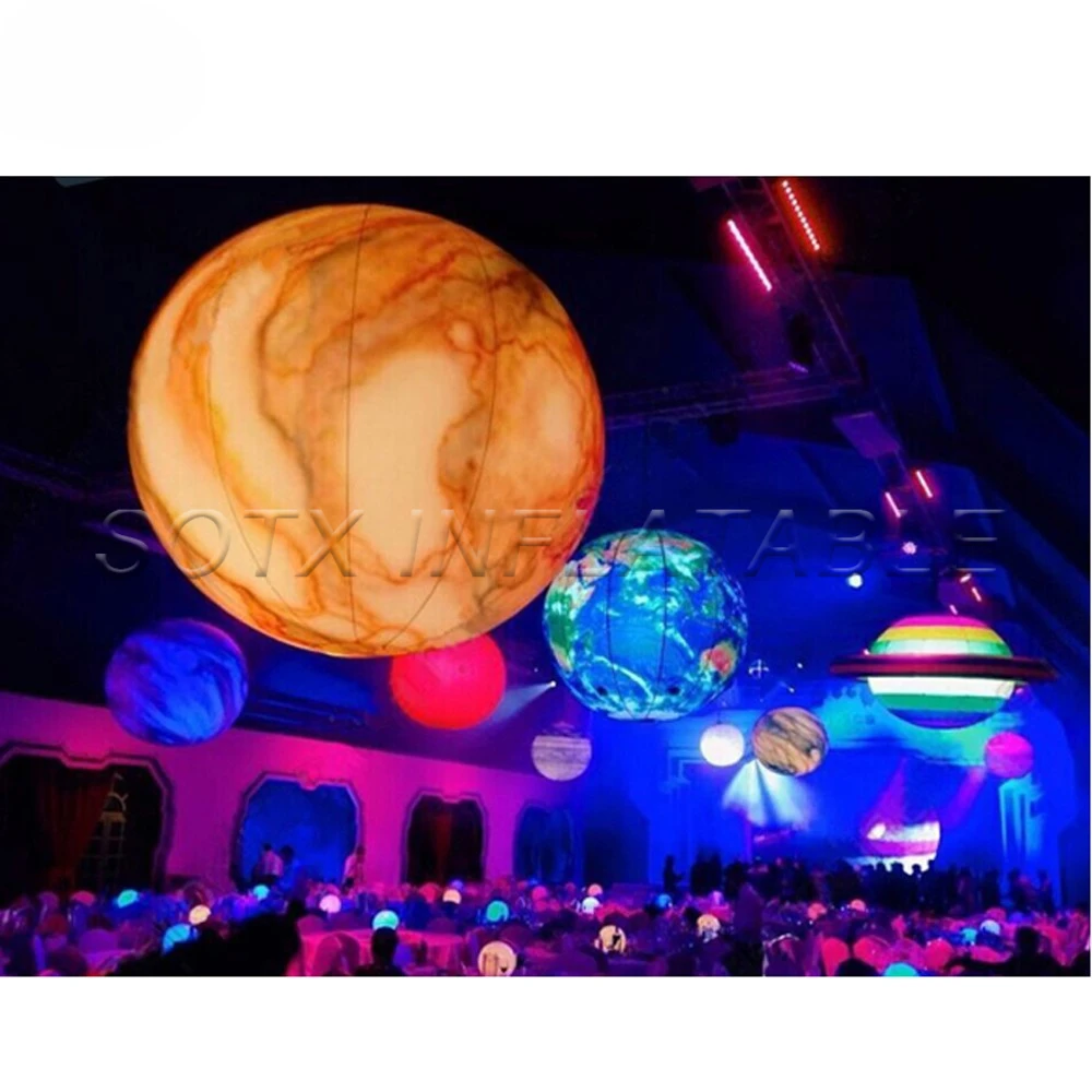 50cm-600cm Giant Inflatable Planet Balloons With Led Light Pvc Sealed ...