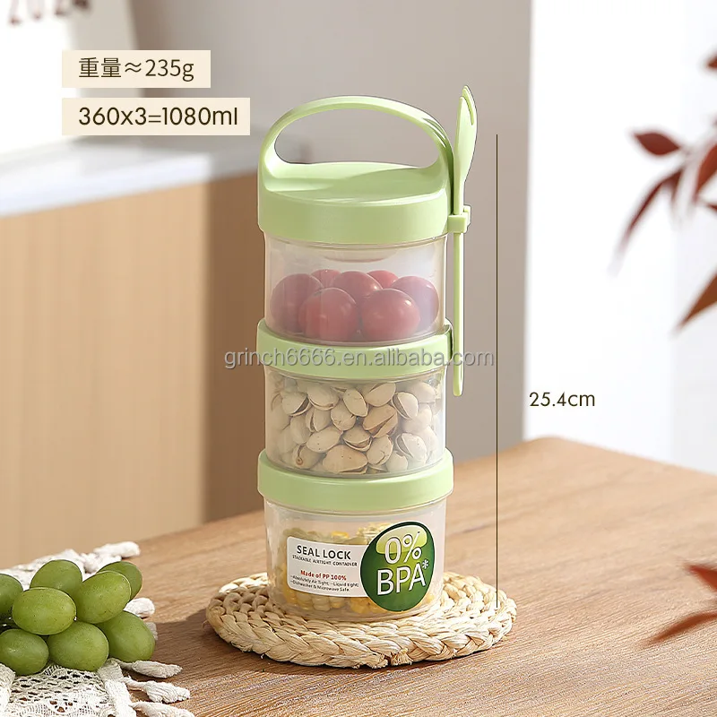 2025 Portable Breakfast Cereal Cup Salad Cup Picnic Box Plastic Sealed ...