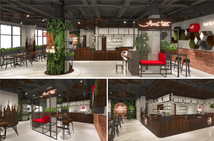 Food Store Wooden Display Shelves - Bakery Interior Design