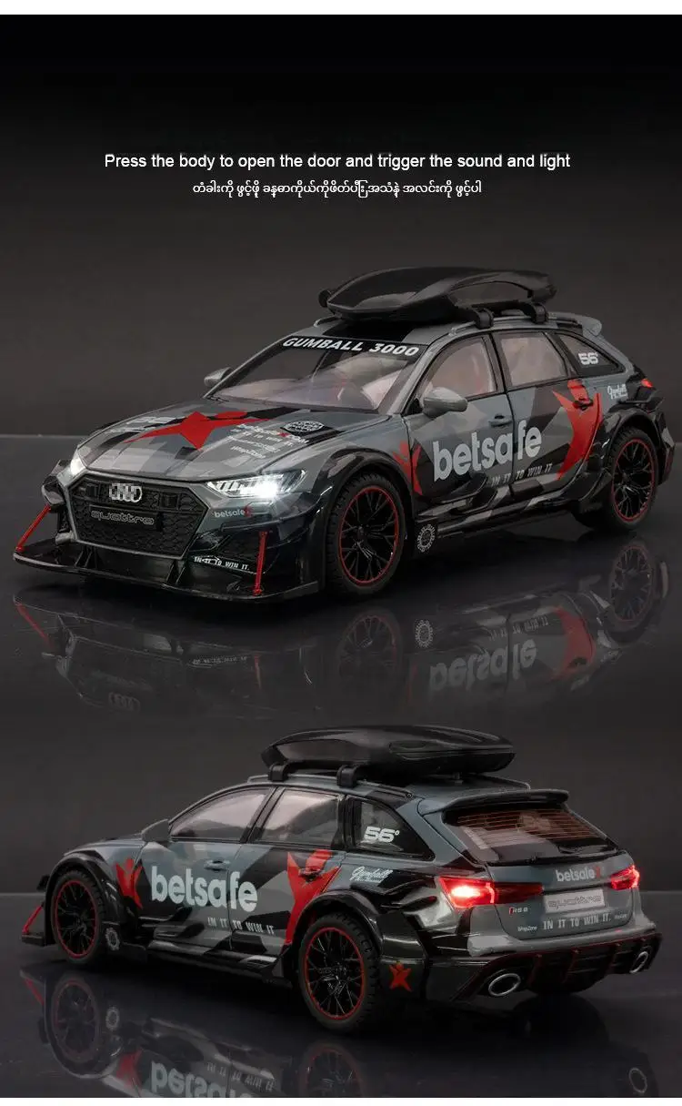 1:24 Die Cast Audi Rs6 Modified Alloy Sports Car Model Simulation Car ...