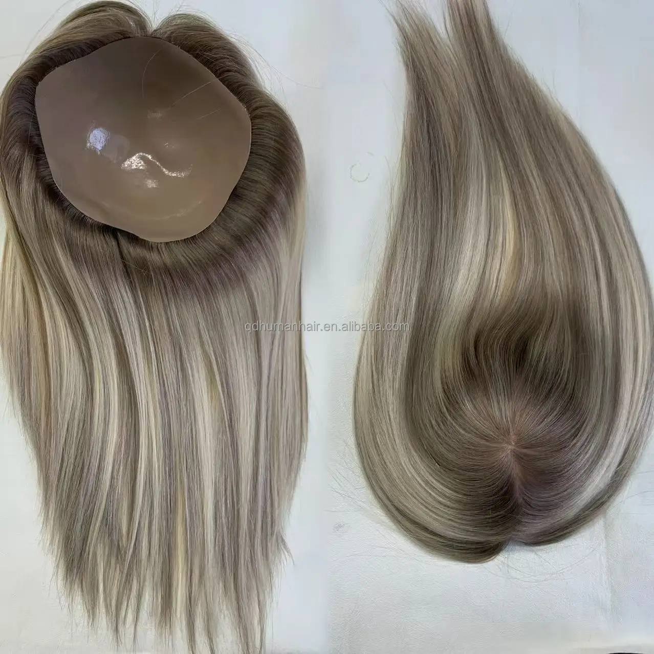 European Remy Hair Wig Scalp Silicone Topper Adhesive System Human Hair ...
