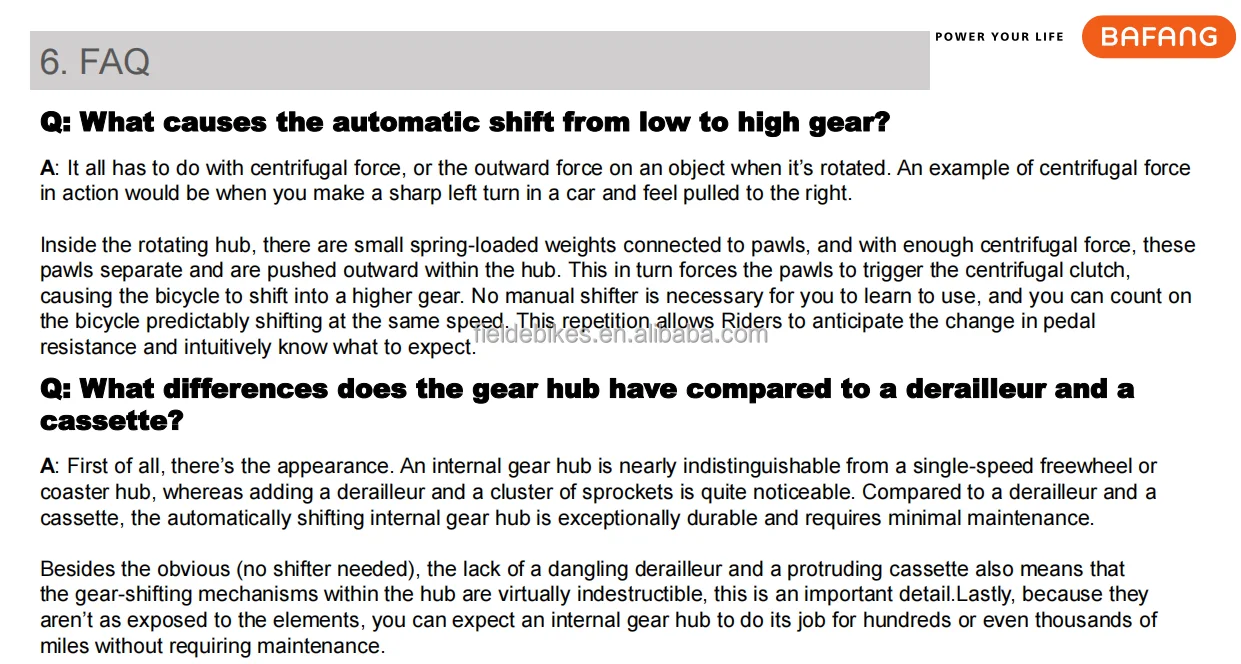Bafang Gear Hub 3 Speed Auto-Shift for Mid Motor Kits