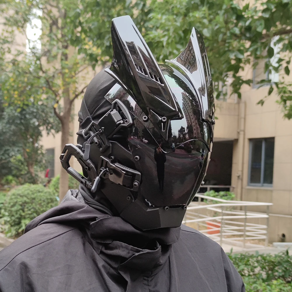 Punk Mask Cosplay For Men Cosplay Samurai Horns Masks Black Mask ...