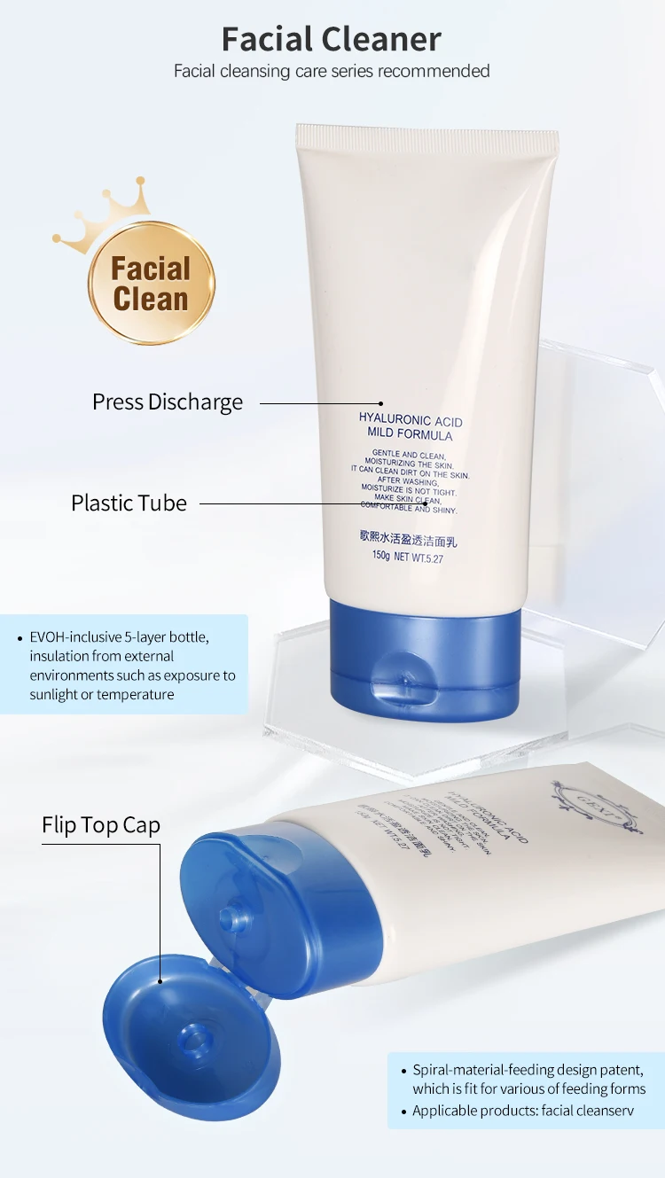 Custom Facial Cleanser Soft Container Tube for Skincare Squeeze ...