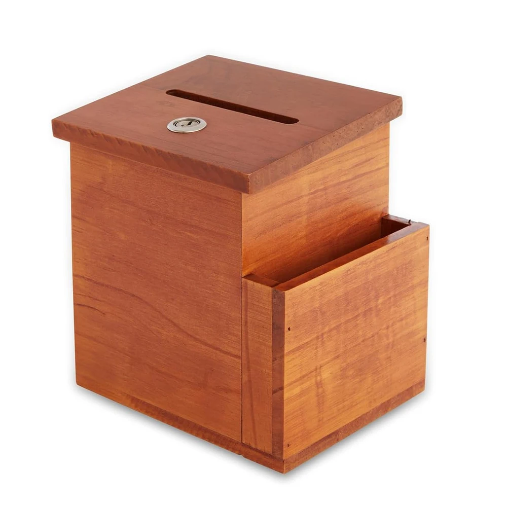 Modern Design Wooden Suggestion Box With Lock Brown Ballot Box For ...
