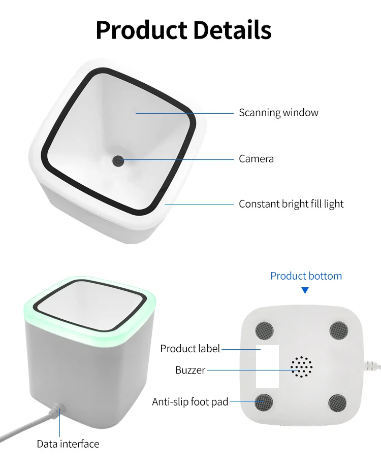 Wholesale Corded Platform Qr Code Scanning Reader Usb 1d 2d Desktop ...