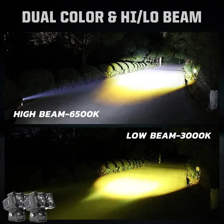 3inch Dual Color LED Spotlight - 25W Offroad Motorcycle Lights