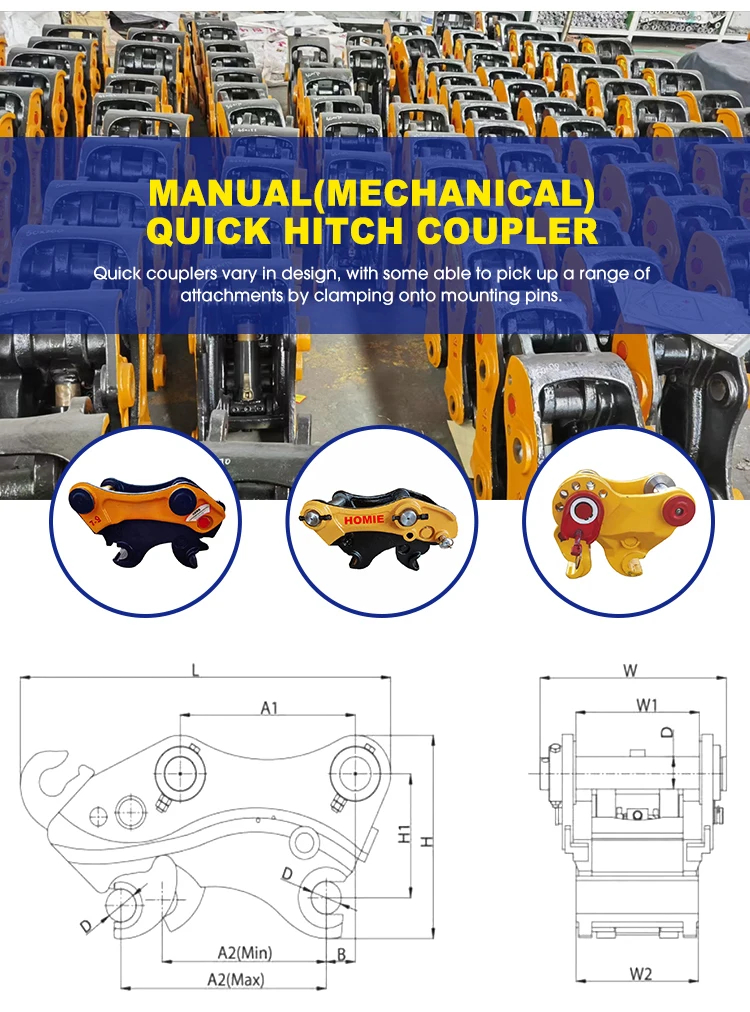HOMIE Mechanical Quick Connect Manual Bucket Quick Coupler Hitch for ...