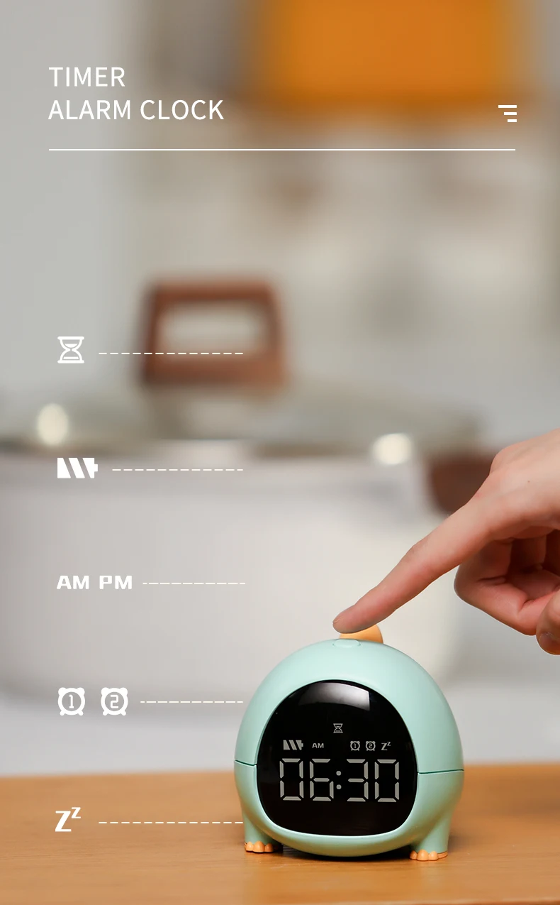 Cartoon Dinosaur Countdown Timer Alarm Clock With Usb Led