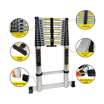 Safety Aluminum Telescopic Ladder Multi-purpose Foldable Bamboo Folding ...