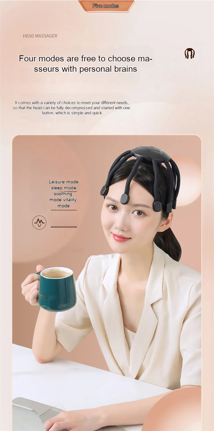 Automatic Heads Finger Rechargeable Smart Vibration Spider Head Massage ...