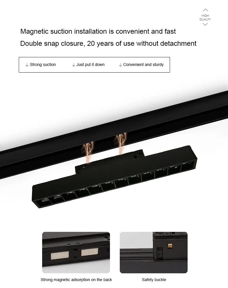220V Magnetic Track Light System Recessed Magnetic Focus Lamp Linear ...