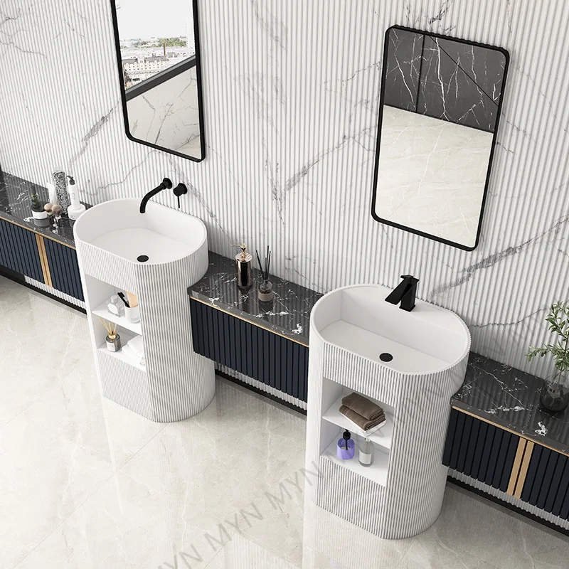 Stone Resin Freestanding Wash Basin Vanity Sink with Cabinet - Modern ...