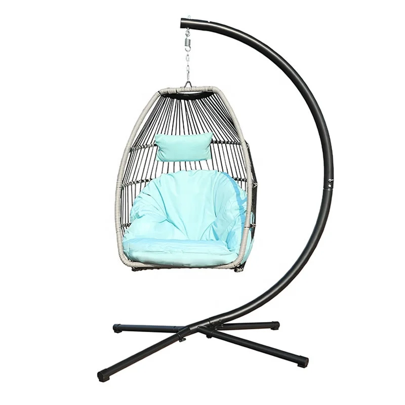 Outdoor Collapsible Rattan Hanging Egg Chair Rattan Outdoor Terrace ...