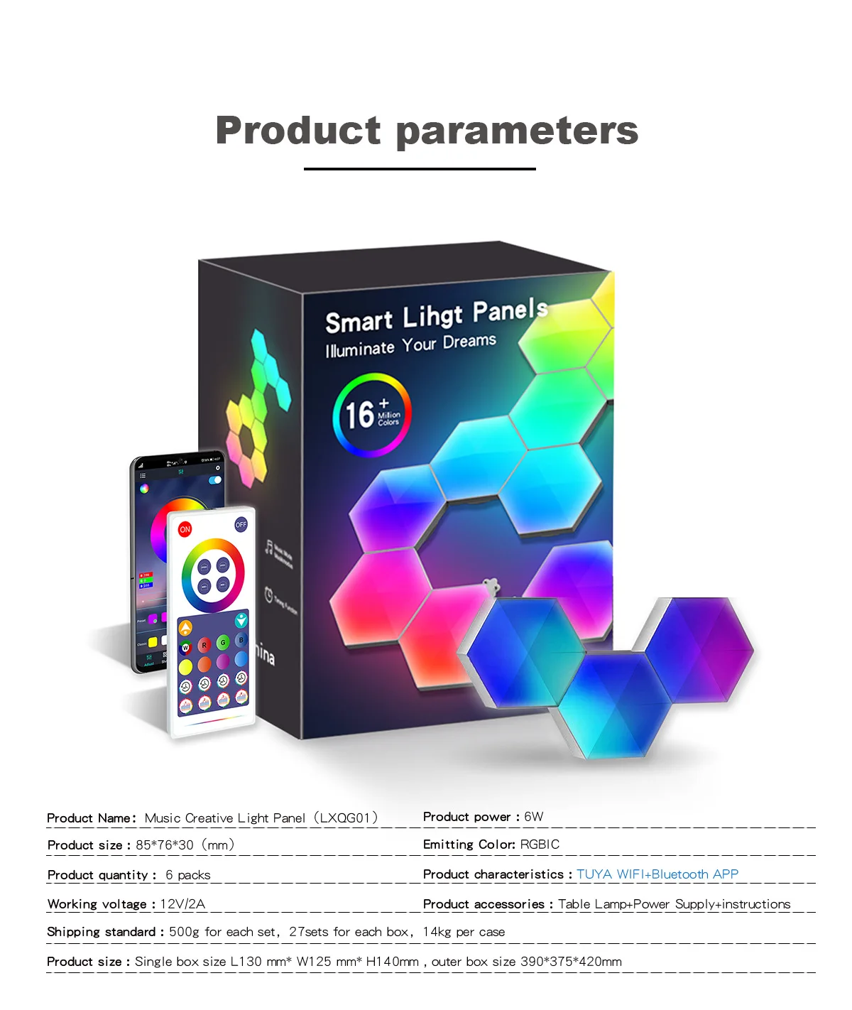 Custom Diy Colorful Quantum Honeycomb Led Hexagonal Lamps Modular Wall ...