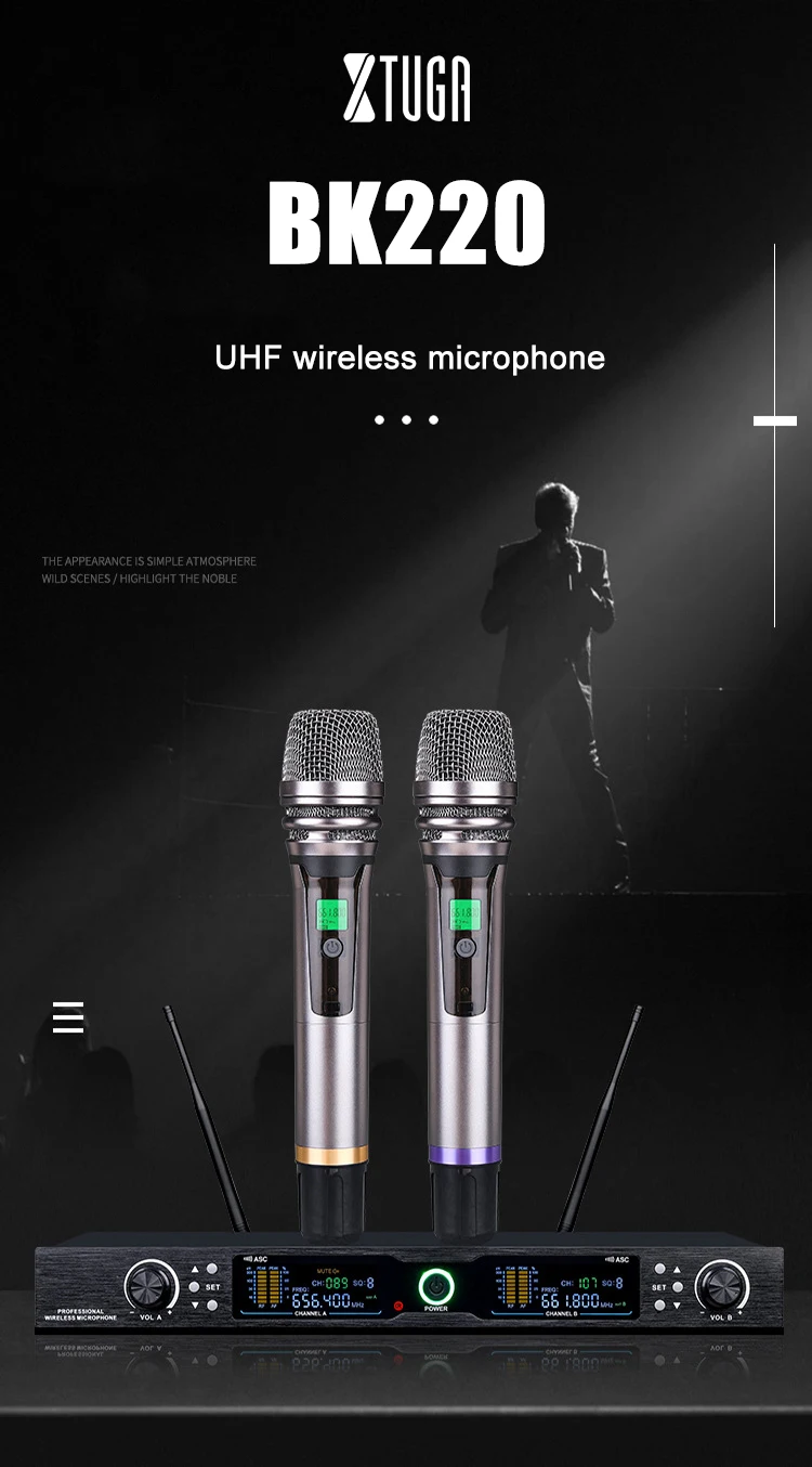 Xtuga BK202 Sans Fil UHF XLR Connector 3 Pin Mic De Estudio Dual ...