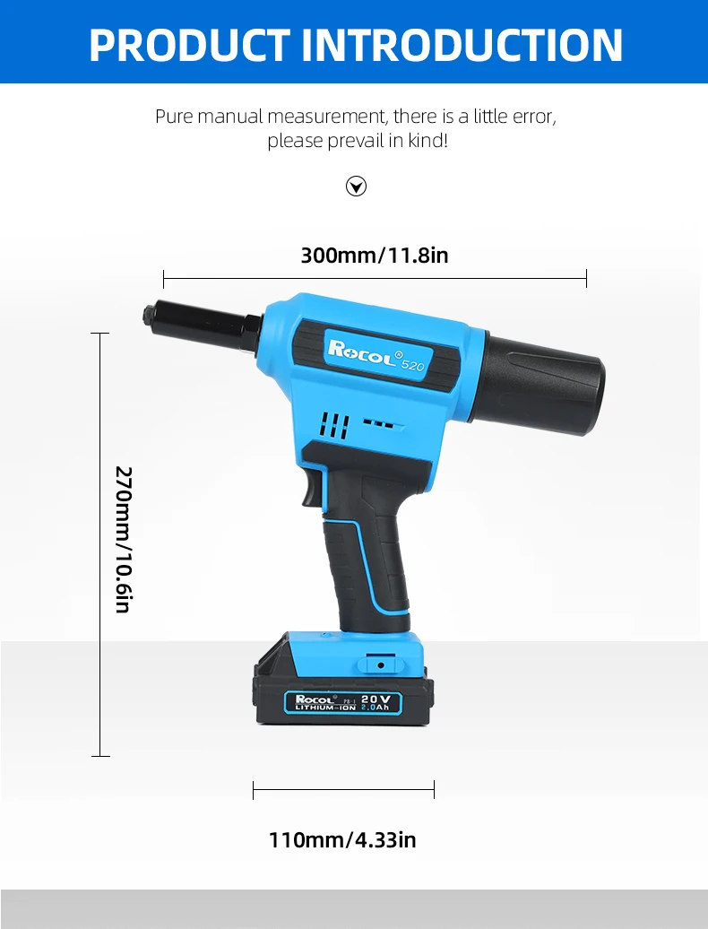 Rl-520 Electric Rivet Gun Cordless Lithium Battery Riveting Tool Quick ...