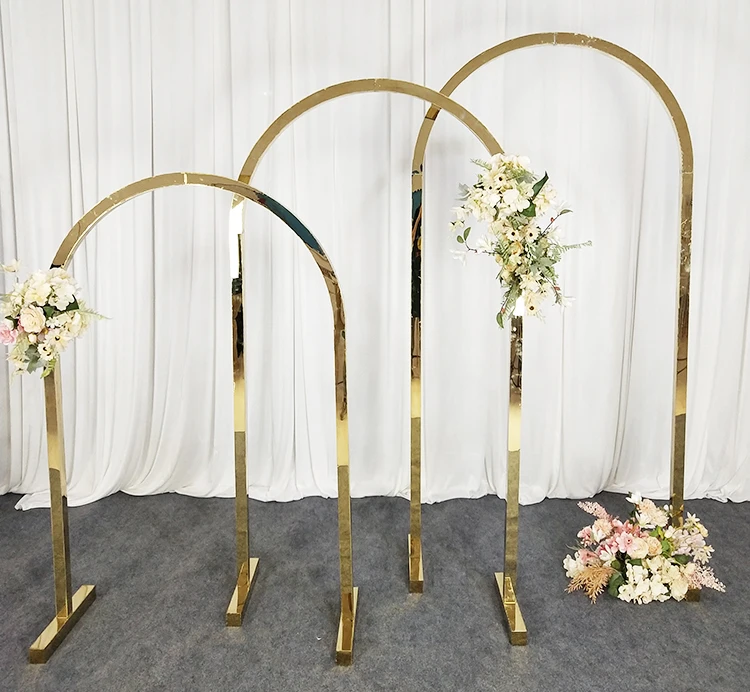 3pcs Gold Stainless Steel Backdrop Wedding Arches For Ceremony Wedding ...