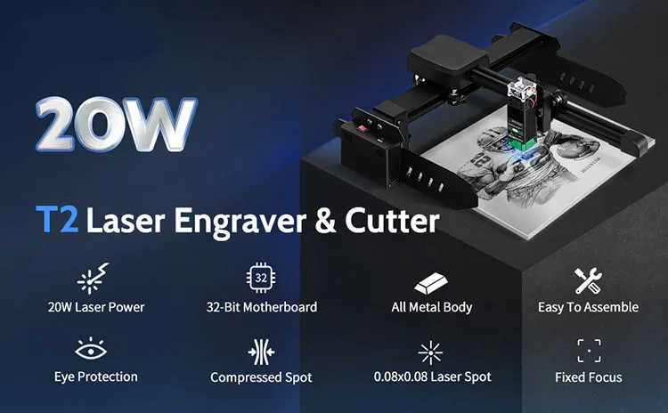 2 Axis T2020 Tabletop Laser Engraving Machine For Leather Tumblers ...