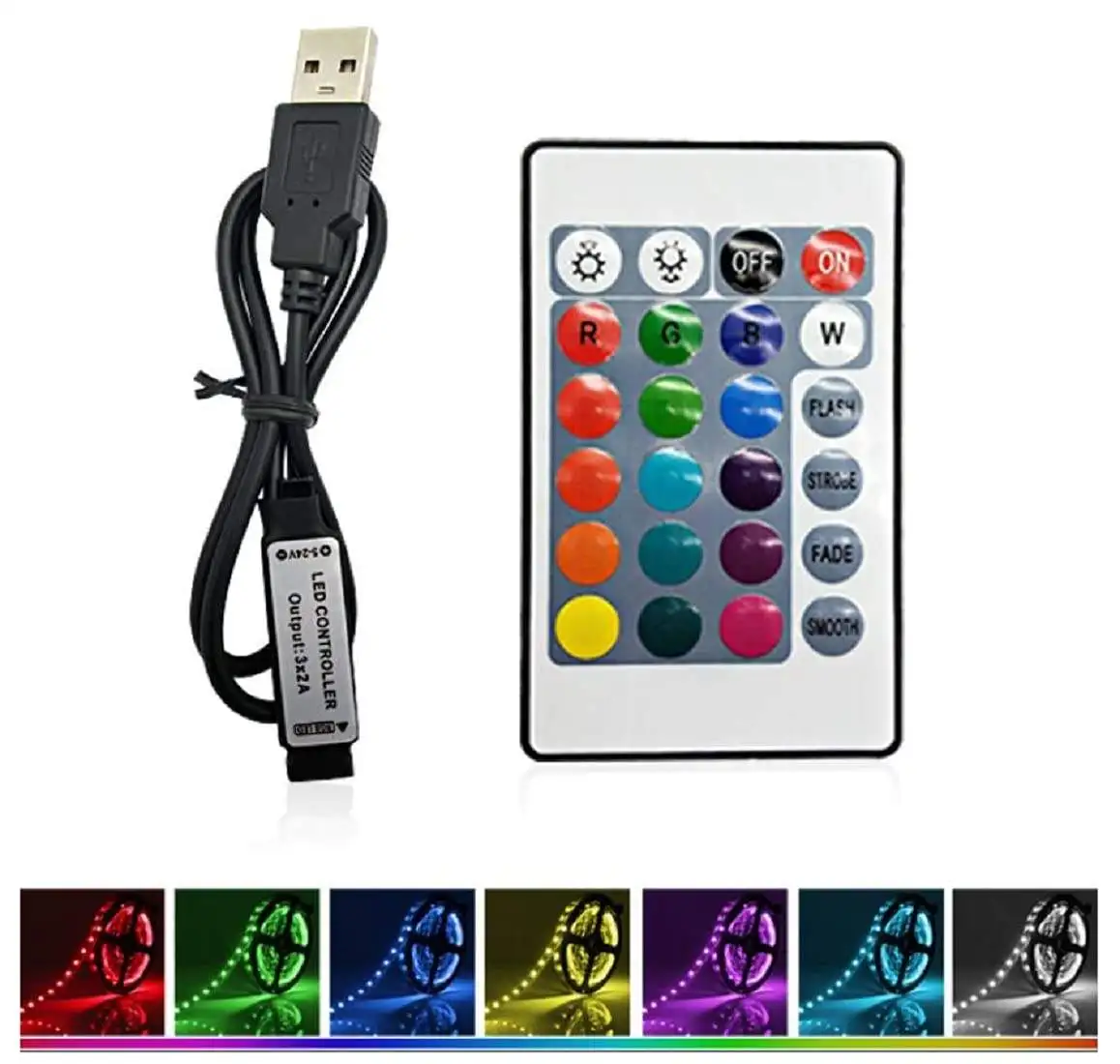 Mini 24 Key RGB Remote Control Dimmer - LED Strip Controller