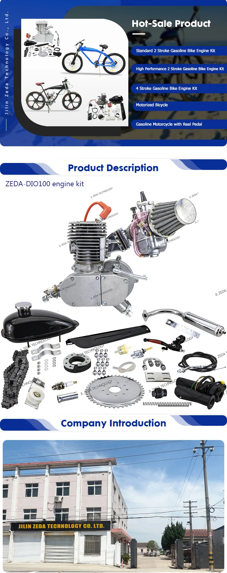 ZEDA-DIO100 Engine Set - Racing Cycle Motor 2 Stroke 80cc