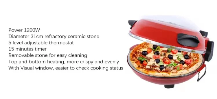 Electric Pizza Oven Pizza Dough Maker Machine With Visual Timer And 5 ...