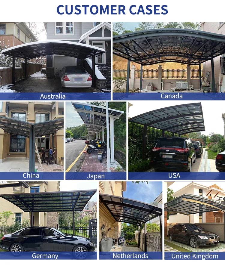 Car Port Garage Polycarbonate Roof Sun Shade for Car Garage Carport ...